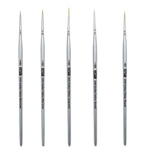 zem brush golden taklon mini detail brush set liner 20/0, mini liners 20/0, 10/0, details 10/0, 5/0