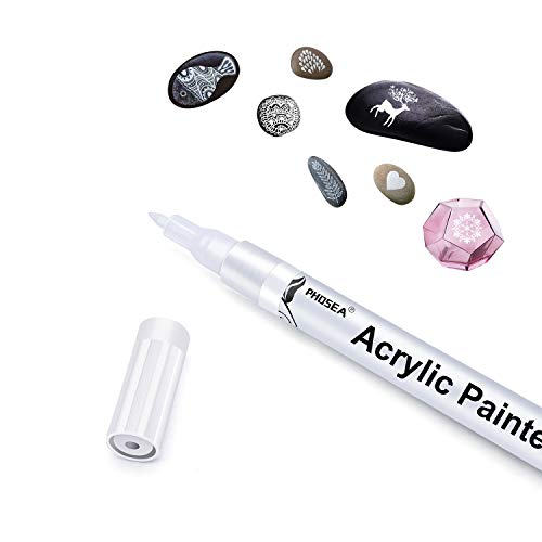 Paint Pens White Marker 6 Pack,0.7mm Acrylic White Permanent Marker,White Paint Pens for Rock Painting Stone Ceramic Glass Wood Plastic Glass Metal Canvas Water-based Extra Fine Point