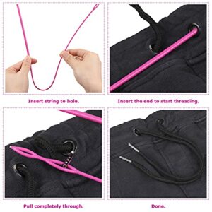 10 Pieces Drawstring Cords with Easy Threaders, Hoodie String Replacement with Pink Flexible Drawstring Threaders for Pants Sweatpants Hoodies Jackets Shoes (5 Black & 5 White)