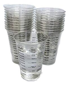 20 8oz disposable graduated clear plastic cups for mixing paint, stain, epoxy, resin