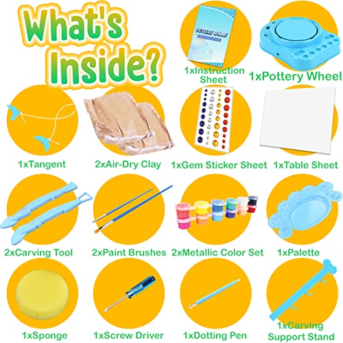 Insnug Kids Pottery Wheel Kit - Complete Pottery Wheel and Painting Kit for Beginners with Modeling Clay, Sculpting Clay and Sculpting Tools, Arts & Crafts, Craft Kits for Kids Age 8-12, 9-12