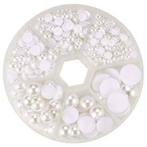 ph pandahall 6 sizes white flat back pearl cabochon 690pcs flat pearls gems for shoes crafts scrapbooking embellishment makeup wedding diamond phone nail making 4mm 5mm 6mm 8mm 10mm 12mm