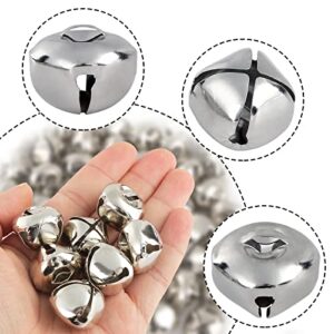 Jingle Bells, 1 Inch Craft Bells Bulk DIY Bells for Christmas Festival Decoration Home Decoration, 50pcs, Silver