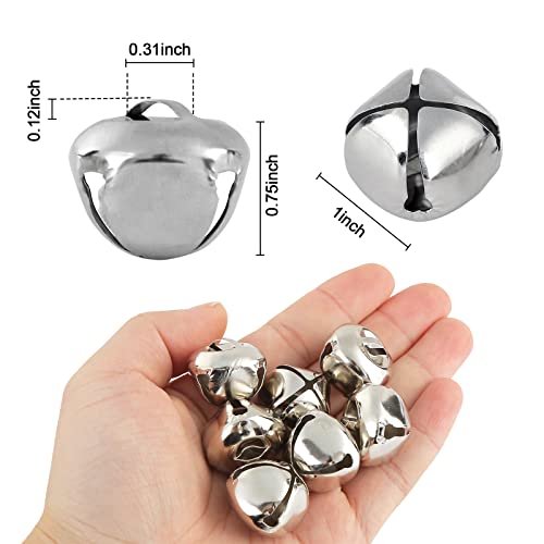 Jingle Bells, 1 Inch Craft Bells Bulk DIY Bells for Christmas Festival Decoration Home Decoration, 50pcs, Silver