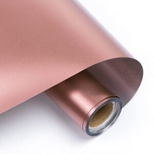 htvront rose gold chrome vinyl, metallic rose gold permanent vinyl, 12″ x 5 ft rose gold vinyl roll for cricut – easy to weed & transfer