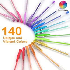 Smart Color Art 140 Colors Gel Pens Set Gel Pen for Adult Coloring Books Drawing Painting Writing