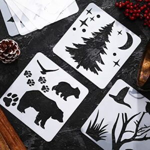 20 Pieces Stencil Template for Painting Reusable Animal Plant Stencil Spring Summer Winter Template, DIY Christmas Stencils for Painting on Wood Wall Home Decor (Forest Style)