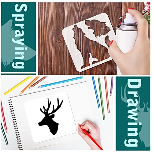 20 Pieces Stencil Template for Painting Reusable Animal Plant Stencil Spring Summer Winter Template, DIY Christmas Stencils for Painting on Wood Wall Home Decor (Forest Style)