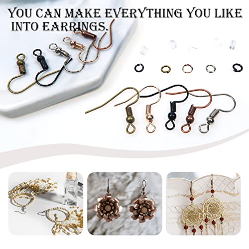 TOAOB 150pcs Mixed Colors Earring Hooks Hypoallergenic Ear Wire Hooks and 1000pcs 4mm Open Jump Rings 200pcs Earring Backs Jewelry Making Findings