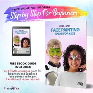 Face Paint for Kids - Vibrant Face Painting Colors, Stencils & 2 Brushes - Body Paint Face Paint Kids - Facepaint Kit Tutorials & E Book - Fun, Easy to Use & Hypoallergenic. For Toddler Teens & Adults