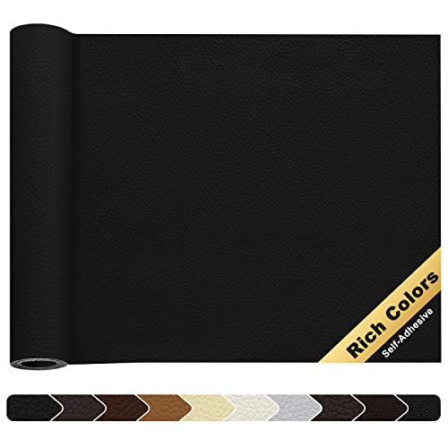 Leather Repair Patches for Couches 16x60 inches Large Self-Adhesive Sofa, Car Seat，Leather Furniture，Vinyl Repair Patch Kit (Black)