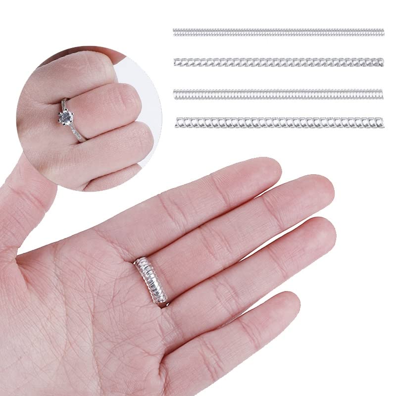 Yiteshi 46PCS Invisible Ring Sizer Adjuster for Loose Rings, Ring Guards Resizer for Men and Women, Spiral Ring Spacer Jewelry Tightener Fit Wide Rings