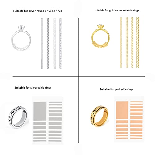 Yiteshi 46PCS Invisible Ring Sizer Adjuster for Loose Rings, Ring Guards Resizer for Men and Women, Spiral Ring Spacer Jewelry Tightener Fit Wide Rings