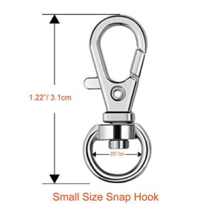 Paxcoo 100 Pcs Metal Swivel Lanyard Snap Hook with Key Rings (Silver)