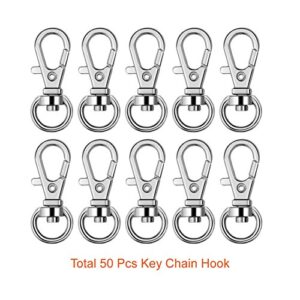 Paxcoo 100 Pcs Metal Swivel Lanyard Snap Hook with Key Rings (Silver)