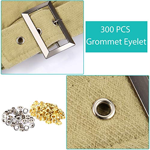 Grommet Tool Kit Grommet Eyelet Plier Set Leather Hole Punch Pliers Kit with 300 Metal Eyelets Shoes Bags Craft Supplies (Silver,1/4 Inch)