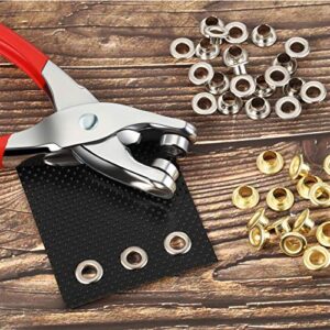 Grommet Tool Kit Grommet Eyelet Plier Set Leather Hole Punch Pliers Kit with 300 Metal Eyelets Shoes Bags Craft Supplies (Silver,1/4 Inch)