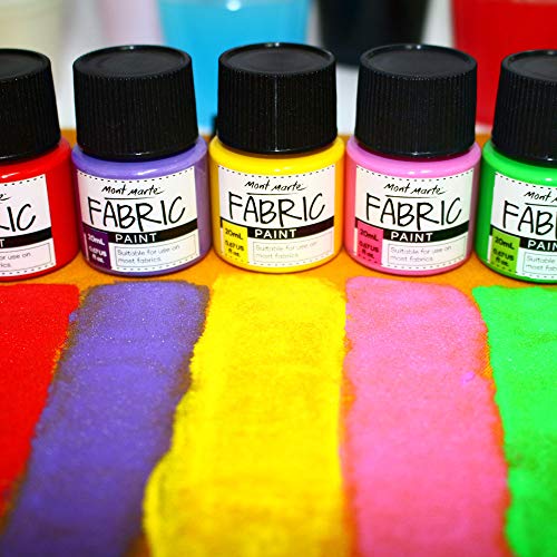 Mont Marte Permanent Fabric Paint Set 8 x 20ml Vivid Colours for Textile, Fabric, T-Shirt, Canvas, Wood, Ceramic, Glass