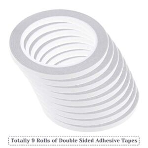 Double Sided Adhesive Tape, Cridoz 9 Rolls Double-Side Craft Tape for Card Making, Scrapbooking, DIY Crafts and Office School Stationery Supplies (1/4 Inch, 25 Yards Per Rool)