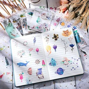 640 Pieces Watercolor Various Theme Stickers Pretty Scrapbook Stickers Including Four Seasons Forest Flower Animal The Sea for DIY Scrapbook Planners Calendars Travel Case Laptop (Warm Style)