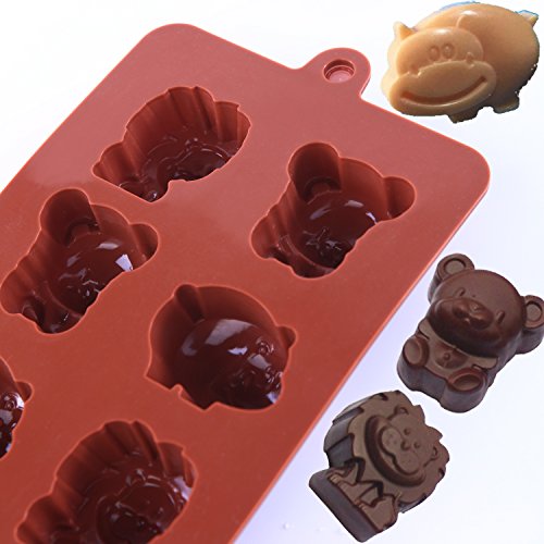 STARUBY Silicone Molds Non-stick Chocolate Candy Mold,Soap Molds,Silicone Baking mold Making Kit, Set of 3 Forest Theme with Different Shapes Animals,Lovely & Fun for Kids