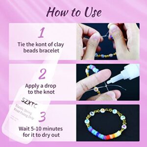 2 Pcs Clay Beads Bracelets Professional Elastic String Kont Fixing Drip, Keep Stretch String Braclet Stay Tied for Flat Round Polymer Clay Beads Heishi Beads Spacer Charm Bracelet Jewelry Making Kit