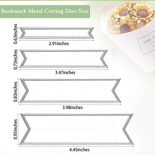 Bookmark Metal Cutting Dies DIY Craft Carbon Steel Embossing Template Metal Cutting Dies Metal Stencils Scrapbooking Tool and Thin Banner Cutting Die for Card Scrapbooking DIY (Classic Style)