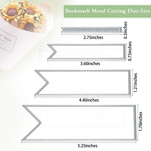 Bookmark Metal Cutting Dies DIY Craft Carbon Steel Embossing Template Metal Cutting Dies Metal Stencils Scrapbooking Tool and Thin Banner Cutting Die for Card Scrapbooking DIY (Classic Style)