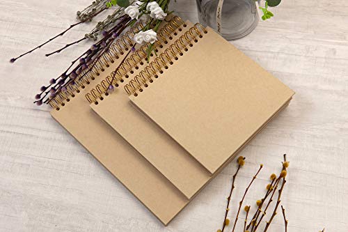 potricher 8 x 8 Inch DIY Scrapbook Photo Album Hardcover Kraft Blank Yellow 80 Pages Wedding and Anniversary Family Photo Album (Yellow, 8 Inch)