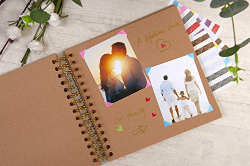 potricher 8 x 8 Inch DIY Scrapbook Photo Album Hardcover Kraft Blank Yellow 80 Pages Wedding and Anniversary Family Photo Album (Yellow, 8 Inch)