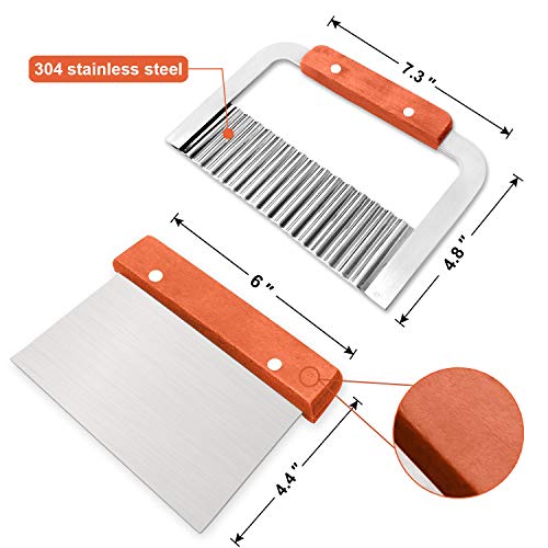 Silicone Soap Mold - Flexible Rectangular Loaf Mold Comes with Wood Box, Stainless Steel Wavy + Straight Scraper for Soaps Making