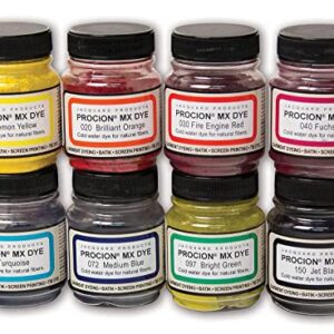 Jacquard Procion MX Dye 8 Color Set - Cold Water Dye - 2/3 oz - Permanent and Washfast Fiber Reactive Dye