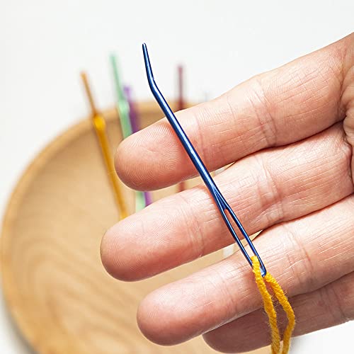 KYUEWRT 10Pcs Yarn Darning Tapestry Needle,Large Big Eye Weaving Needle Bent Needles with Aluminum Storage Tube