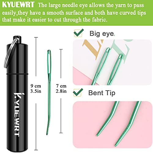 KYUEWRT 10Pcs Yarn Darning Tapestry Needle,Large Big Eye Weaving Needle Bent Needles with Aluminum Storage Tube