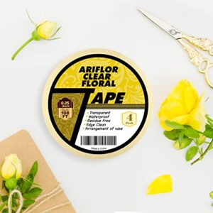 ARIFLOR 4Packs Clear Floral Tape - 1/4 inches Wide Floral Vase Tape, Clear Waterproof Floral Tape for Fresh Flower Bouquets and Flower Arrangements Crafts (0.25inch*4Packs), 0.25inch*4Pack