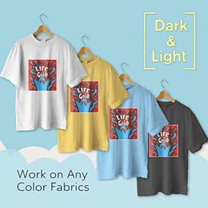 A-SUB Inkjet Printable Iron On Heat Transfer Paper for Dark Fabrics, 20 Sheets 8.5x11 Inch, Make Custom T Shirts, Totes, Bags