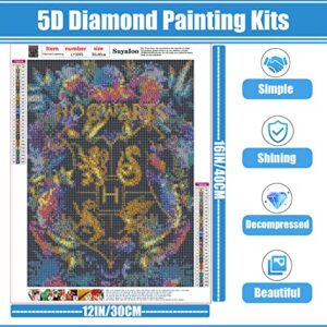 Suyaloo 5D Diamond Painting Kits for Adults - Diamond Art Kits for Adults Kids Beginner,DIY Harry Boy Magic Badge Full Drill Paintings with Diamonds Gem Art for Adults Home Wall Decor 11.8x15.7inch