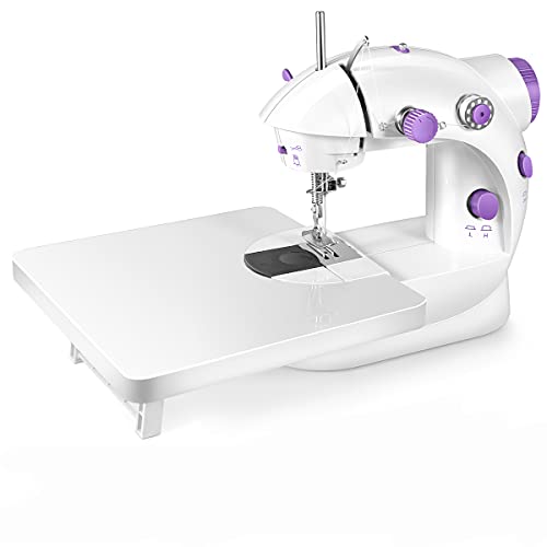 Portable Sewing Machine with Extension Table and Light,Mini Household Electric Handheld Sewing Machine with Upgraded,Two Threads Double Speed Double Switches,Electric Sewing Machine Easy to Use for Kids,Beginners and DIY