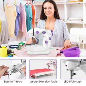 Portable Sewing Machine with Extension Table and Light,Mini Household Electric Handheld Sewing Machine with Upgraded,Two Threads Double Speed Double Switches,Electric Sewing Machine Easy to Use for Kids,Beginners and DIY