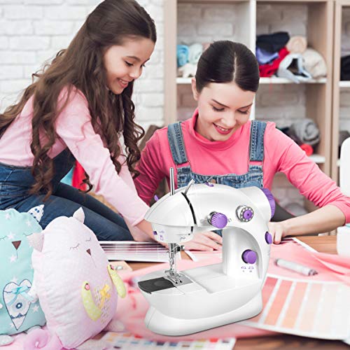 Portable Sewing Machine with Extension Table and Light,Mini Household Electric Handheld Sewing Machine with Upgraded,Two Threads Double Speed Double Switches,Electric Sewing Machine Easy to Use for Kids,Beginners and DIY