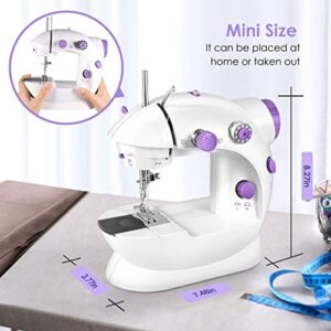 Portable Sewing Machine with Extension Table and Light,Mini Household Electric Handheld Sewing Machine with Upgraded,Two Threads Double Speed Double Switches,Electric Sewing Machine Easy to Use for Kids,Beginners and DIY