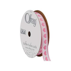 offray, pink hearts craft ribbon, 1/2-inch x 9-feet