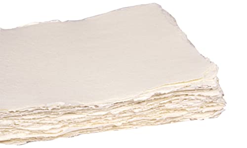 Watercolor Paper - 6 X 4 inches - Mixed Media Watercolor Paper - 200 GSM Thick Deckle Edge Virgin Cotton Handmade Paper - Off White