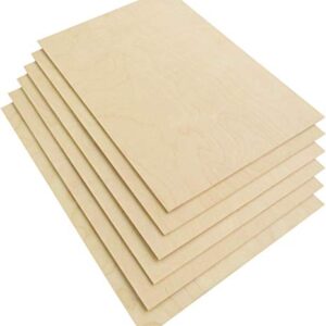 Premium Baltic Birch Plywood,3 mm 1/8"x 12"x 18" Thin Wood 6 Flat Sheets with B/BB Grade Veneer for DIY Arts and Crafts,Woodworking,Scroll Sawing Projects,Painting,Drawing,Laser Cutting Projects