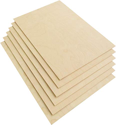 Premium Baltic Birch Plywood,3 mm 1/8"x 12"x 18" Thin Wood 6 Flat Sheets with B/BB Grade Veneer for DIY Arts and Crafts,Woodworking,Scroll Sawing Projects,Painting,Drawing,Laser Cutting Projects