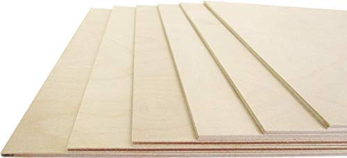 Premium Baltic Birch Plywood,3 mm 1/8"x 12"x 18" Thin Wood 6 Flat Sheets with B/BB Grade Veneer for DIY Arts and Crafts,Woodworking,Scroll Sawing Projects,Painting,Drawing,Laser Cutting Projects