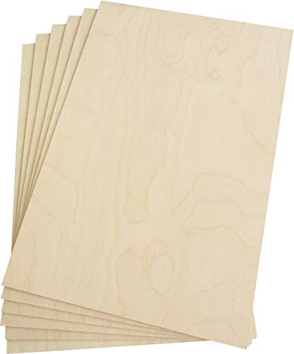 Premium Baltic Birch Plywood,3 mm 1/8"x 12"x 18" Thin Wood 6 Flat Sheets with B/BB Grade Veneer for DIY Arts and Crafts,Woodworking,Scroll Sawing Projects,Painting,Drawing,Laser Cutting Projects