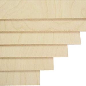 Premium Baltic Birch Plywood,3 mm 1/8"x 12"x 18" Thin Wood 6 Flat Sheets with B/BB Grade Veneer for DIY Arts and Crafts,Woodworking,Scroll Sawing Projects,Painting,Drawing,Laser Cutting Projects