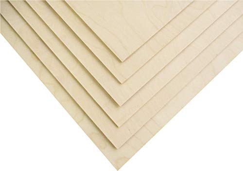 Premium Baltic Birch Plywood,3 mm 1/8"x 12"x 18" Thin Wood 6 Flat Sheets with B/BB Grade Veneer for DIY Arts and Crafts,Woodworking,Scroll Sawing Projects,Painting,Drawing,Laser Cutting Projects