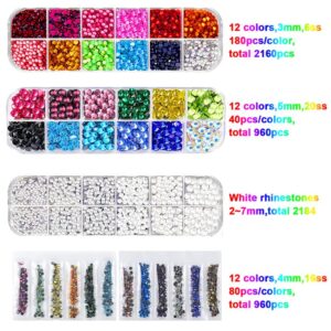 GLTECK Hotfix Applicator, Bedazzler Kit with 5784 PCS Rhinestones for Crafts, DIY Hot Fix Rhinestone Applicator Wand Setter Tool with 7 Tips, 6 Pattern Templates, Gloves, Tweezers & Cleaning Brush